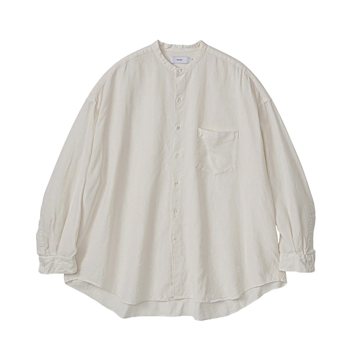 LINEN CUPRO L/S OVERSIZED BAND COLLAR SHIRT – OBLIGE