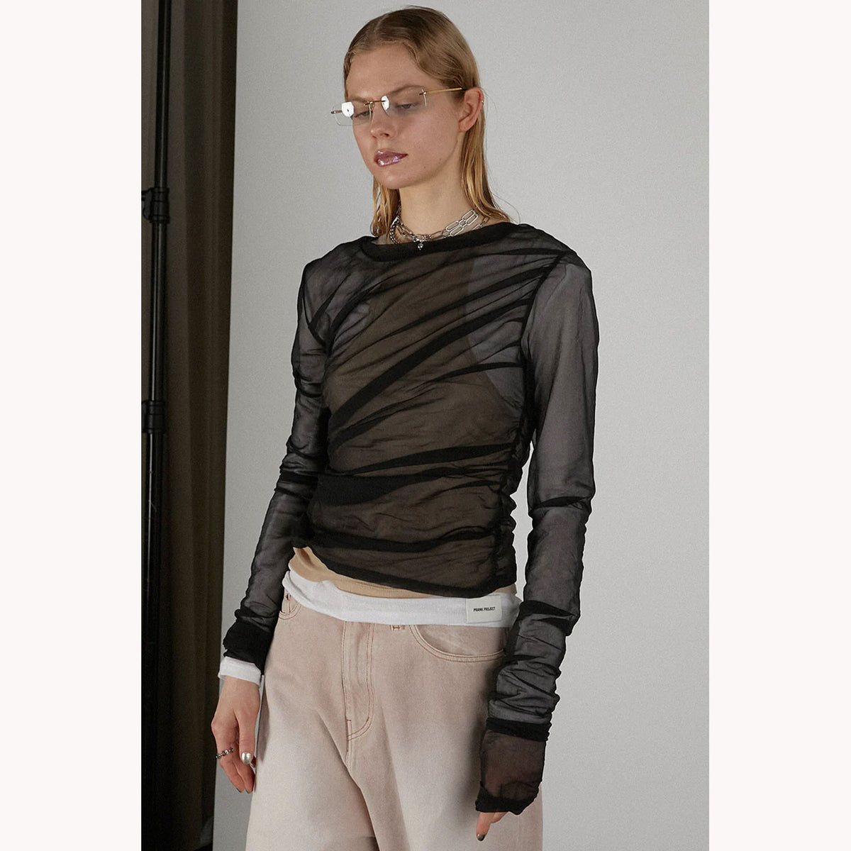 Triple Layered Sheer Top-BLACK- – OBLIGE