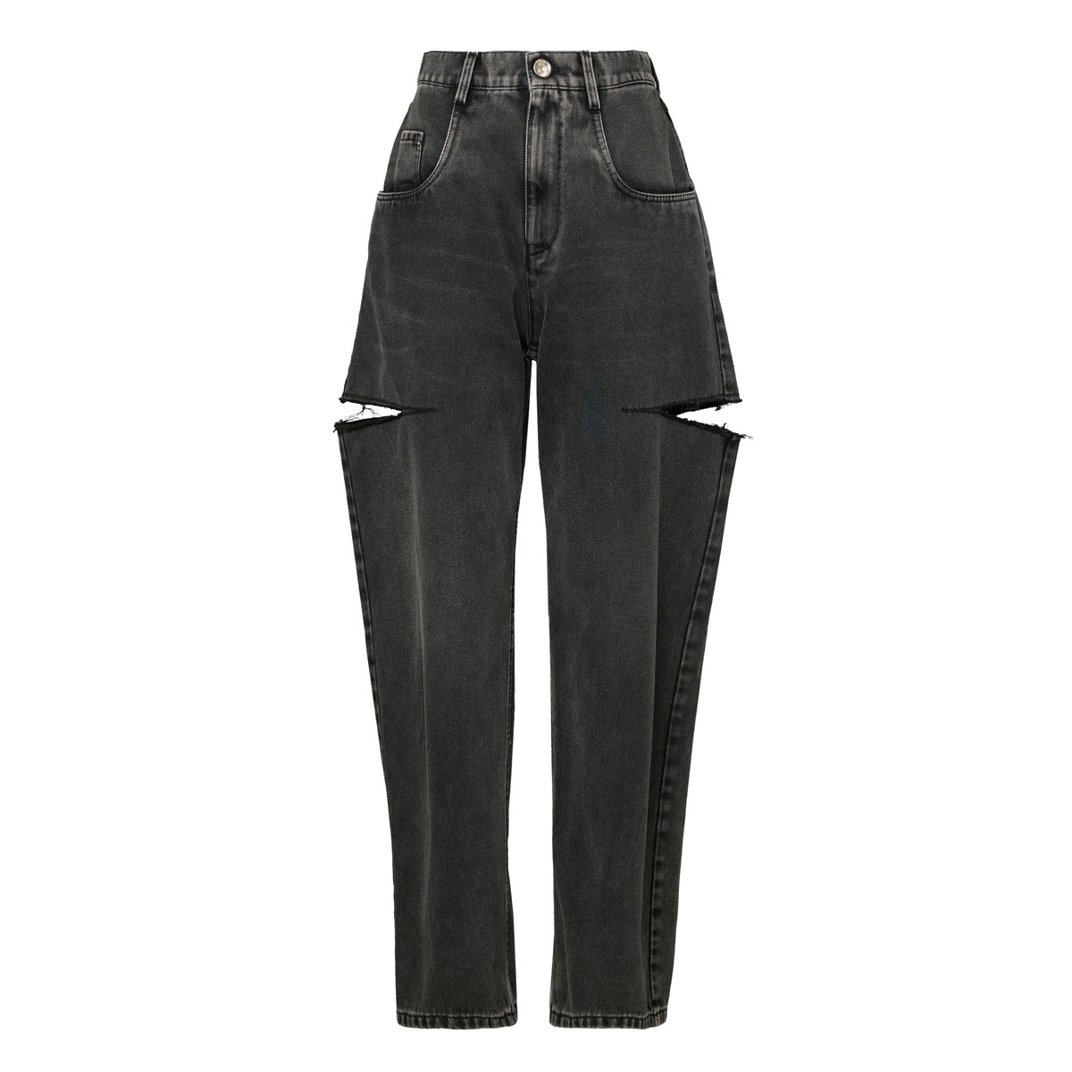 DENIM JEANS WITH SLASH DETAILS – OBLIGE